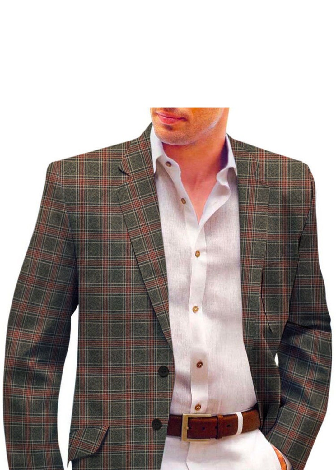 Green Brown Checks Mens Sport Suit Jacket Coat Blazer - Etsy