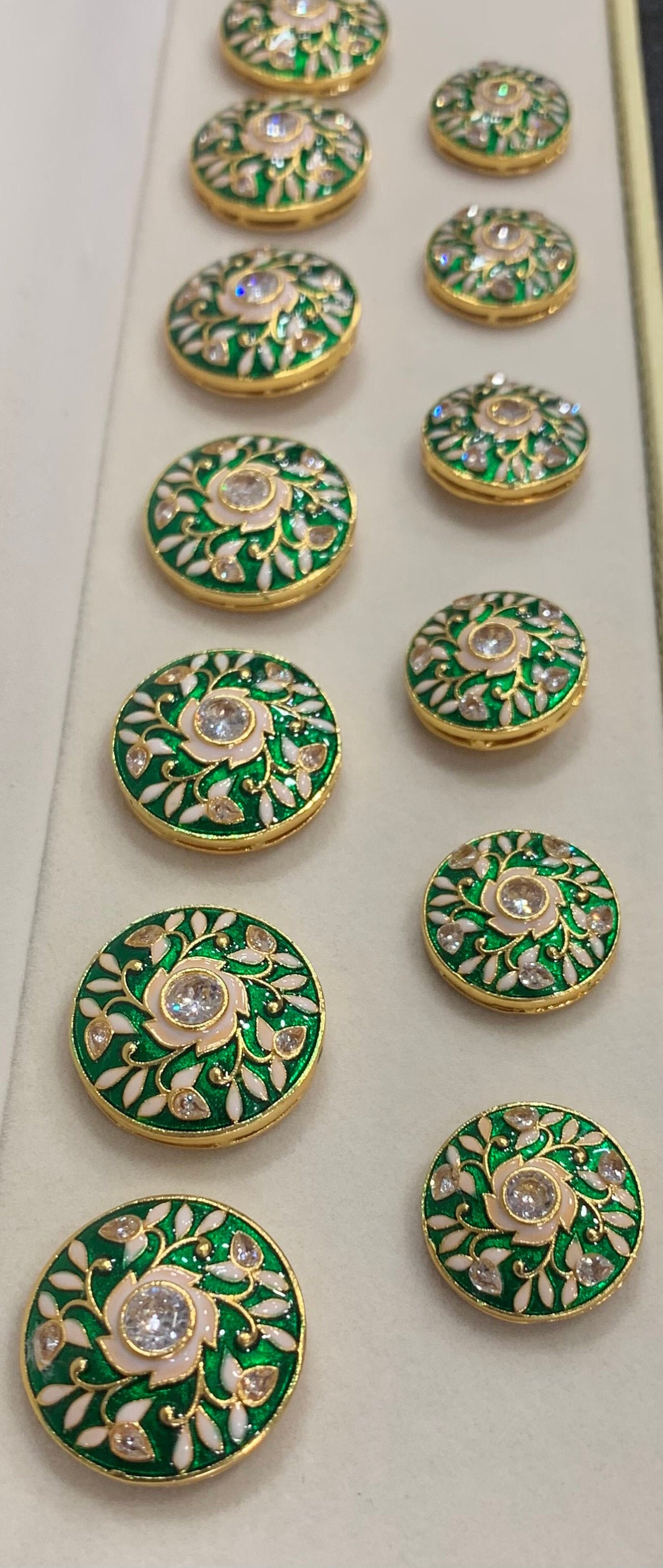Green and Gold Decorative Sherwani Buttons in a Set of 13 - Etsy