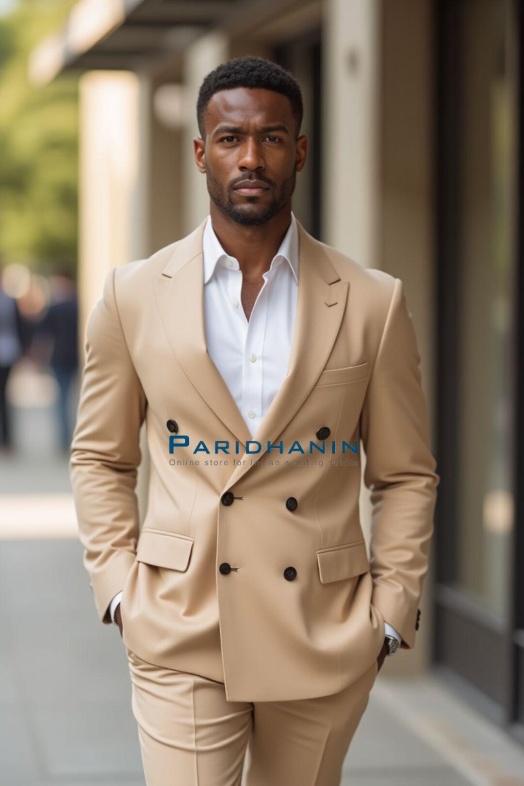 Light Brown Two Piece Suit for Men – Slim Fit Wedding Groom Tuxedo ...