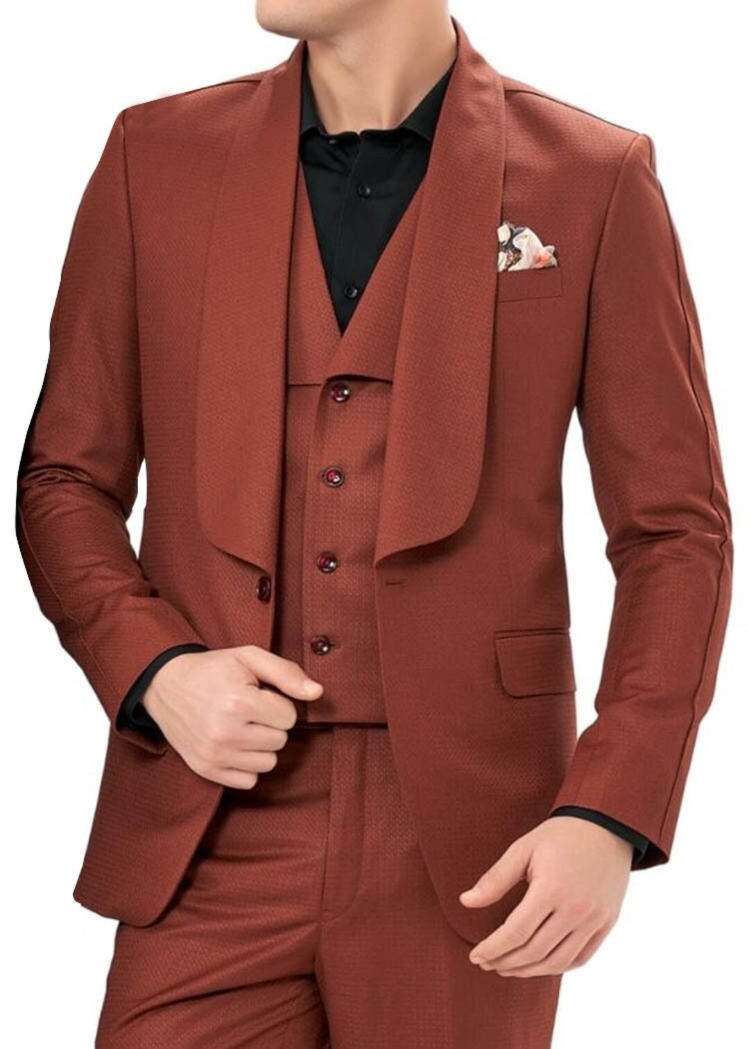 Mens Rust 3 Piece Shawl Lapel Western Theme Tuxedo Suit - Etsy