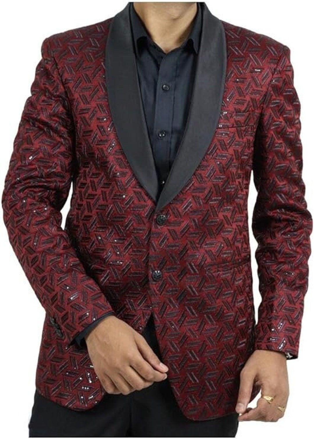 Men's Maroon 2 Piece Silk Wedding Tuxedo , Embroidered Tuxedo,mens ...