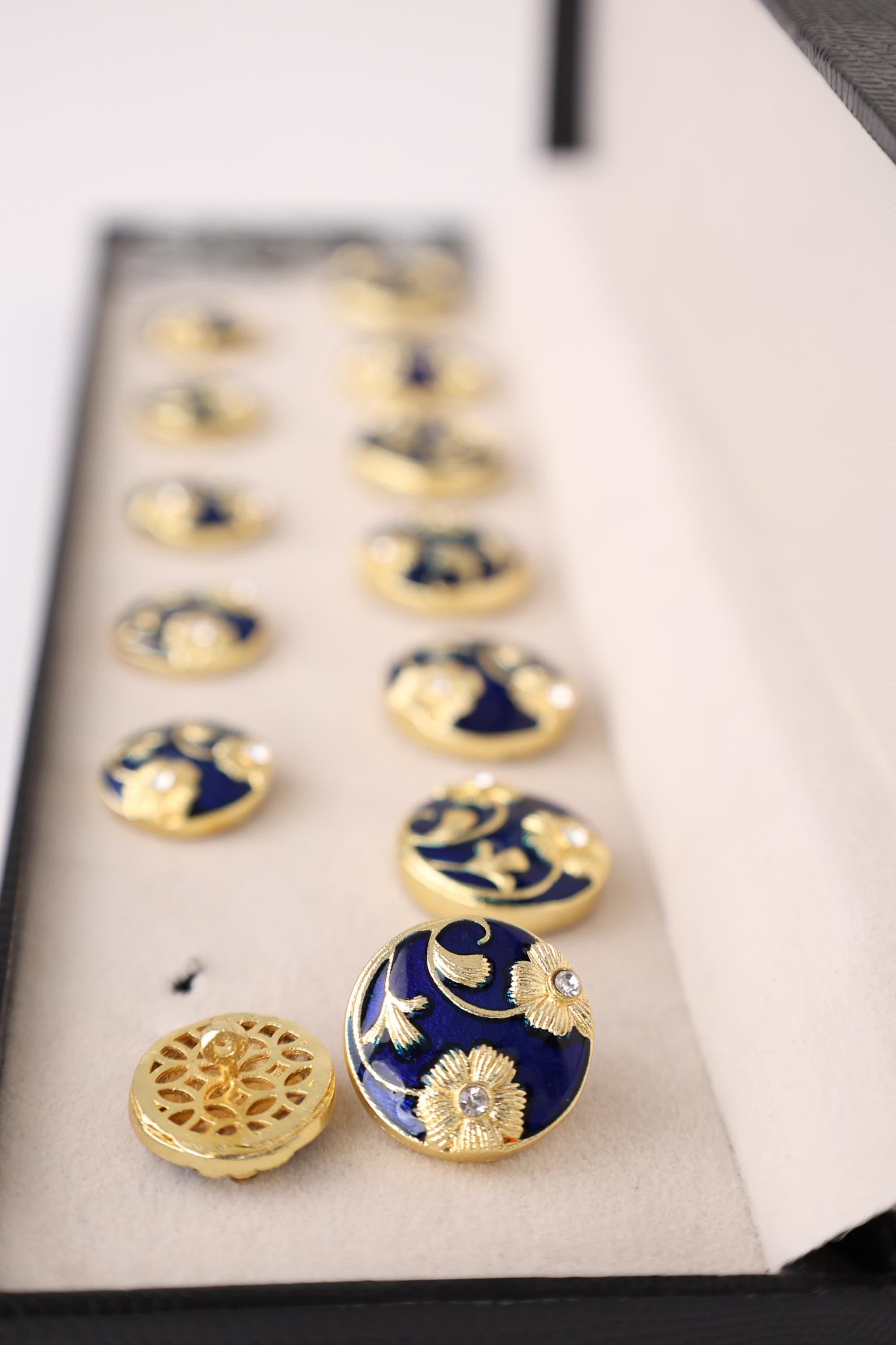 Elegant Gold and Blue Buttons – 13-piece Premium Set - Etsy