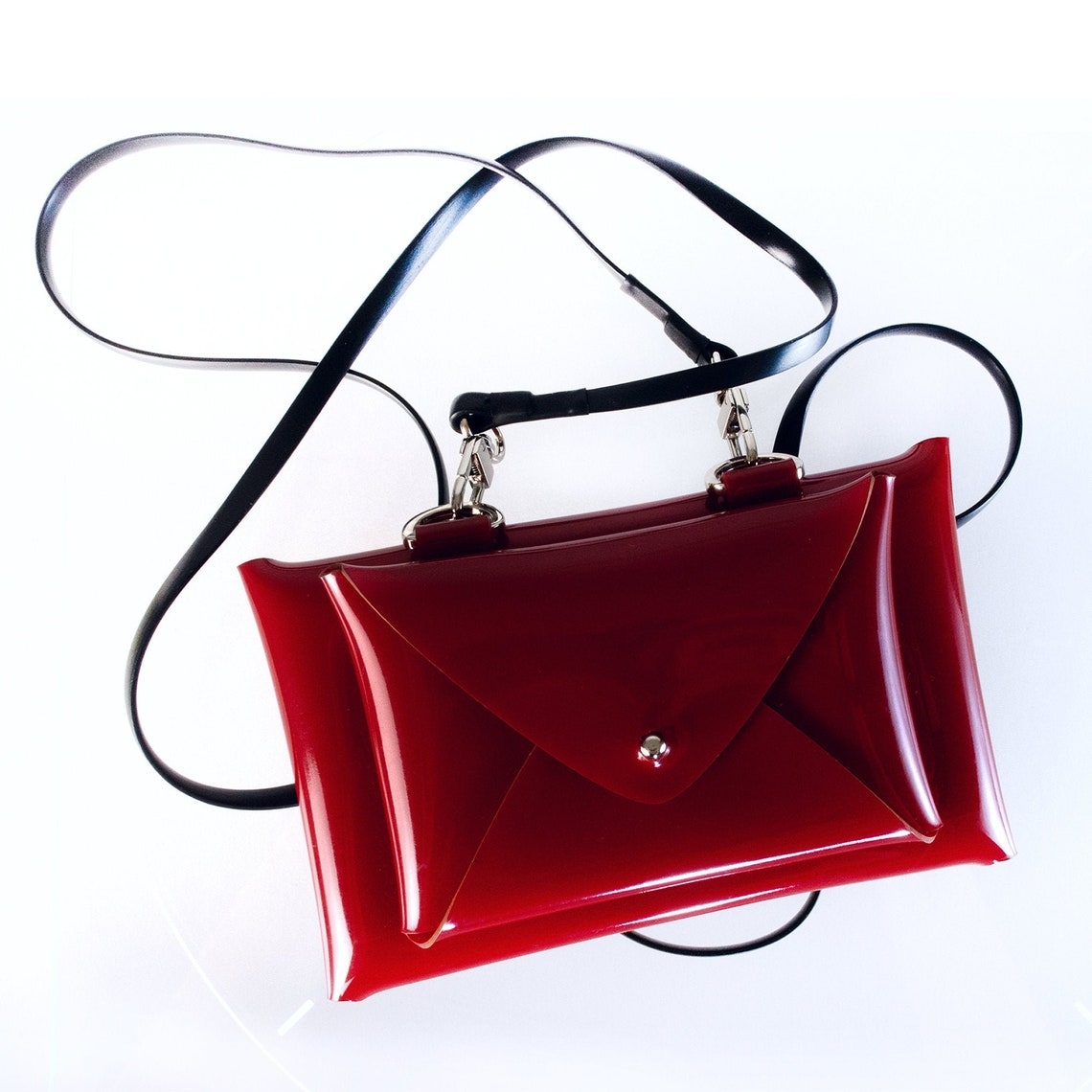 Red Patent Bag With Shoulder Strap for Mobile Phone Crossbody - Etsy