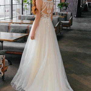 Long Train Wedding Dress Open Back Wedding Dress Beach | Etsy