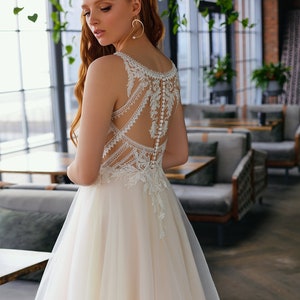 Long Train Wedding Dress Open Back Wedding Dress Beach | Etsy