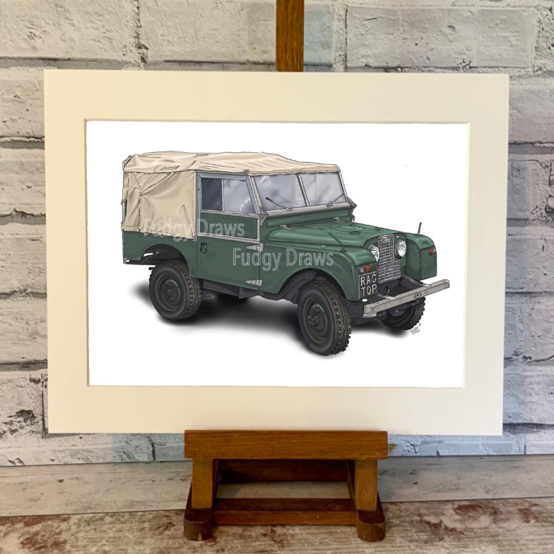 Soft Top Land Rover Series 1 Print A4 Print Mounted Gift - Etsy UK