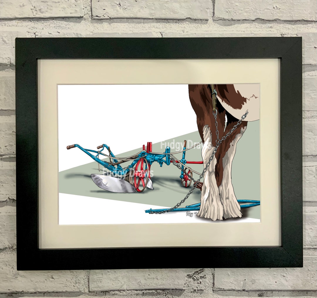 Horse Drawn Plough Print Farm Gift Birthday Wedding Present Christmas ...