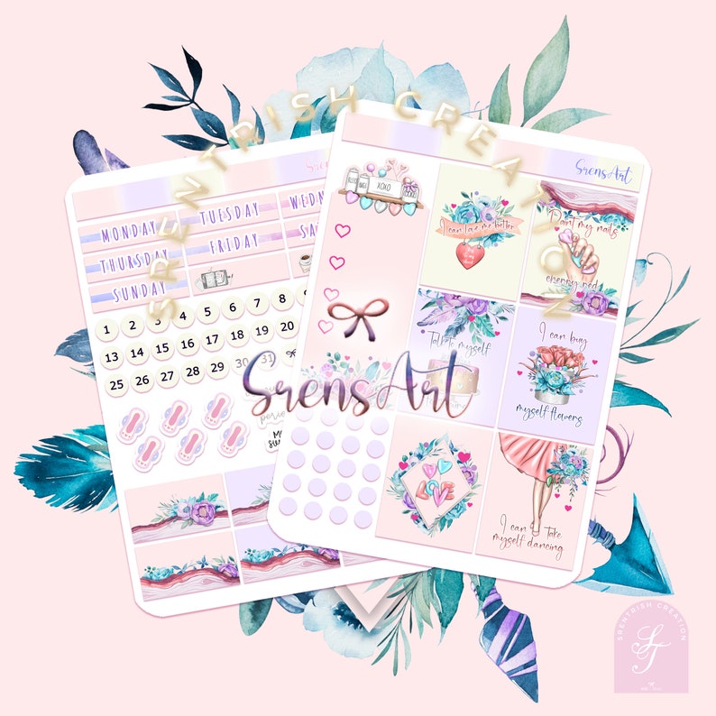 FLOWERS Digital Printable Planner Decorative Stickers Created to Fit ...