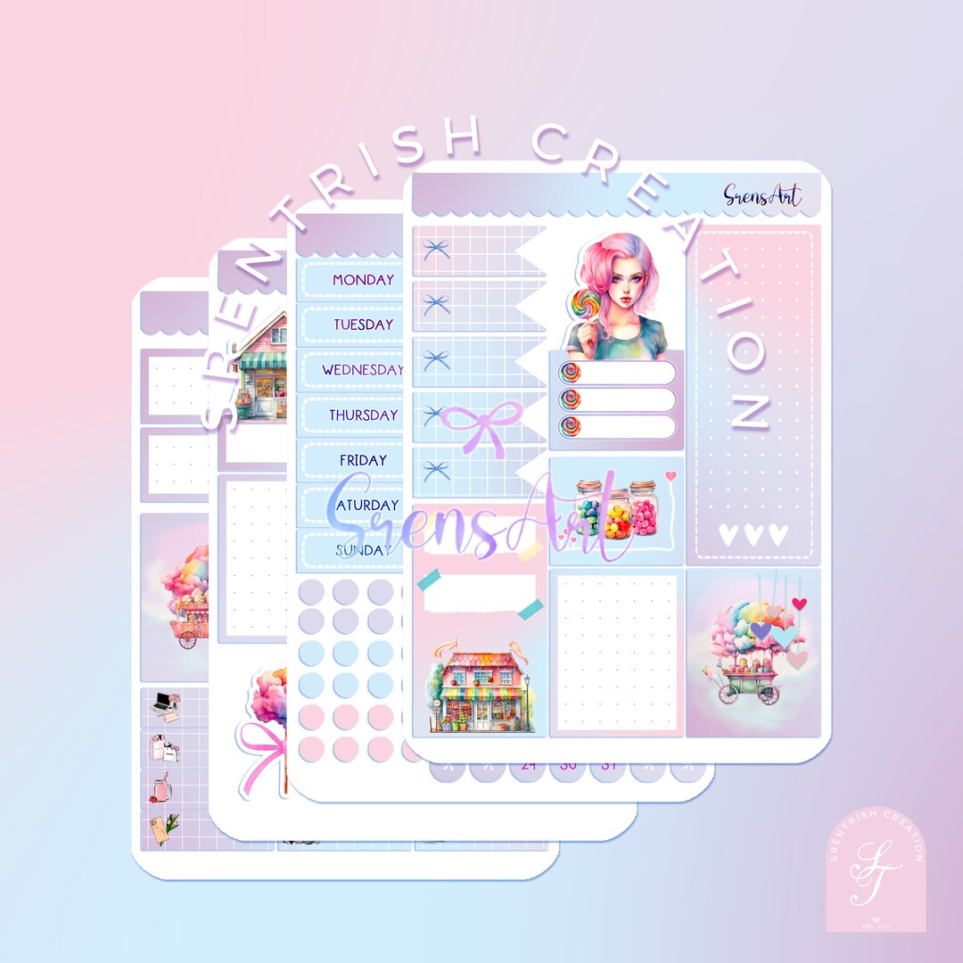 Rainbow Candy ; Digital Printable Planner Stickers ; Created to Fit ...