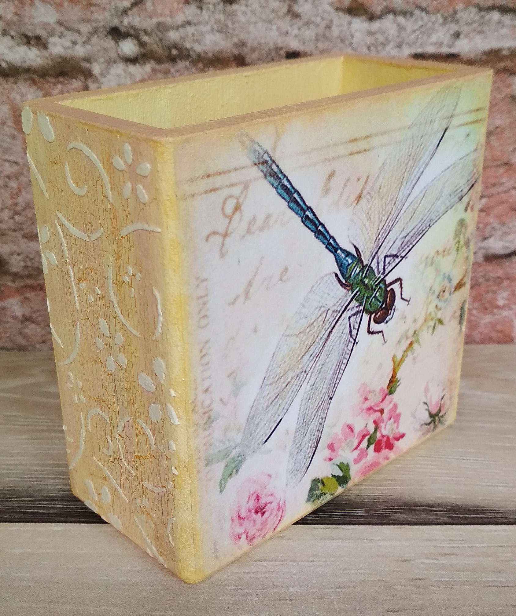 Dragonfly Pencils Box Handmade Decoupage - Etsy