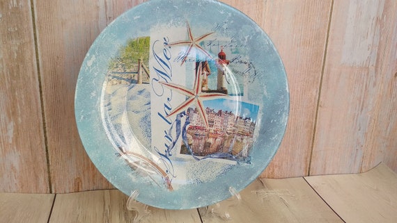 Decoupage Sea Glass Plate - Etsy