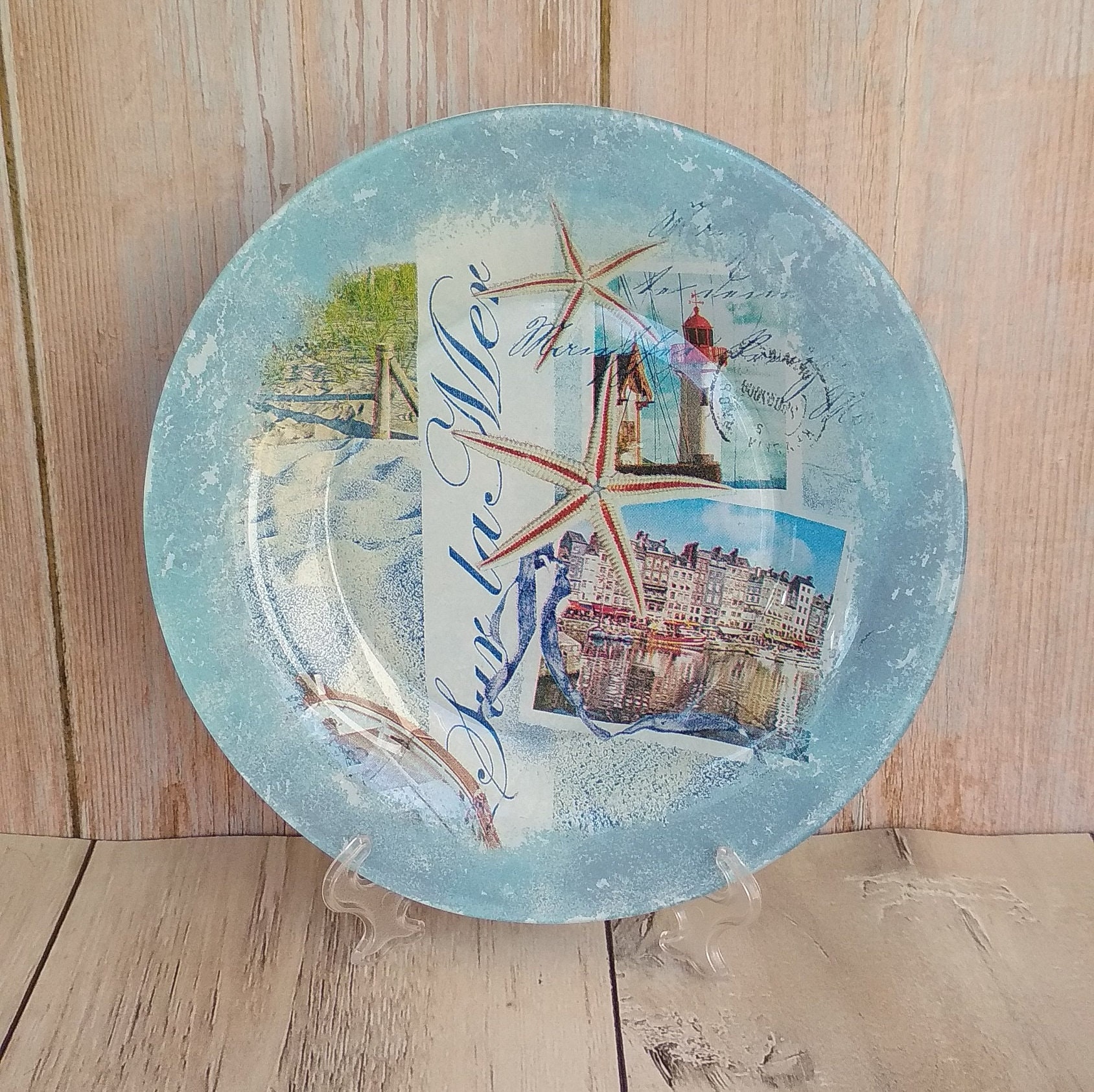 Decoupage Sea Glass Plate - Etsy
