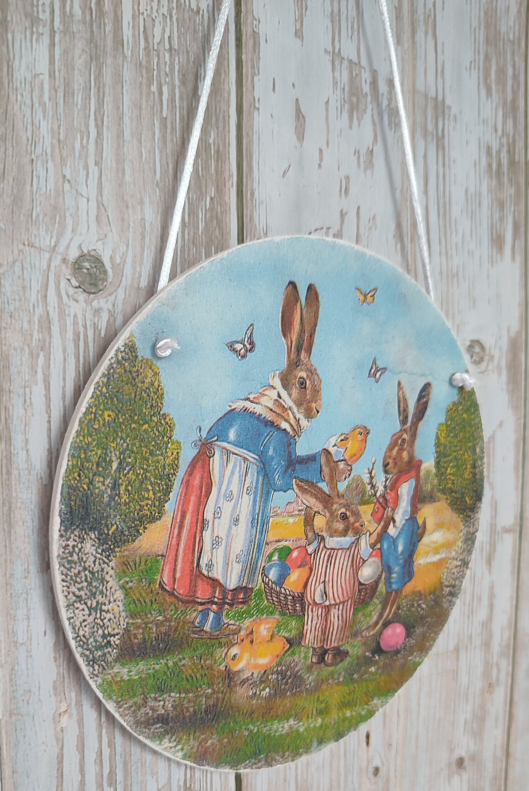 Easter Rabbit Wall Wooden Plaque Decoupage - Etsy