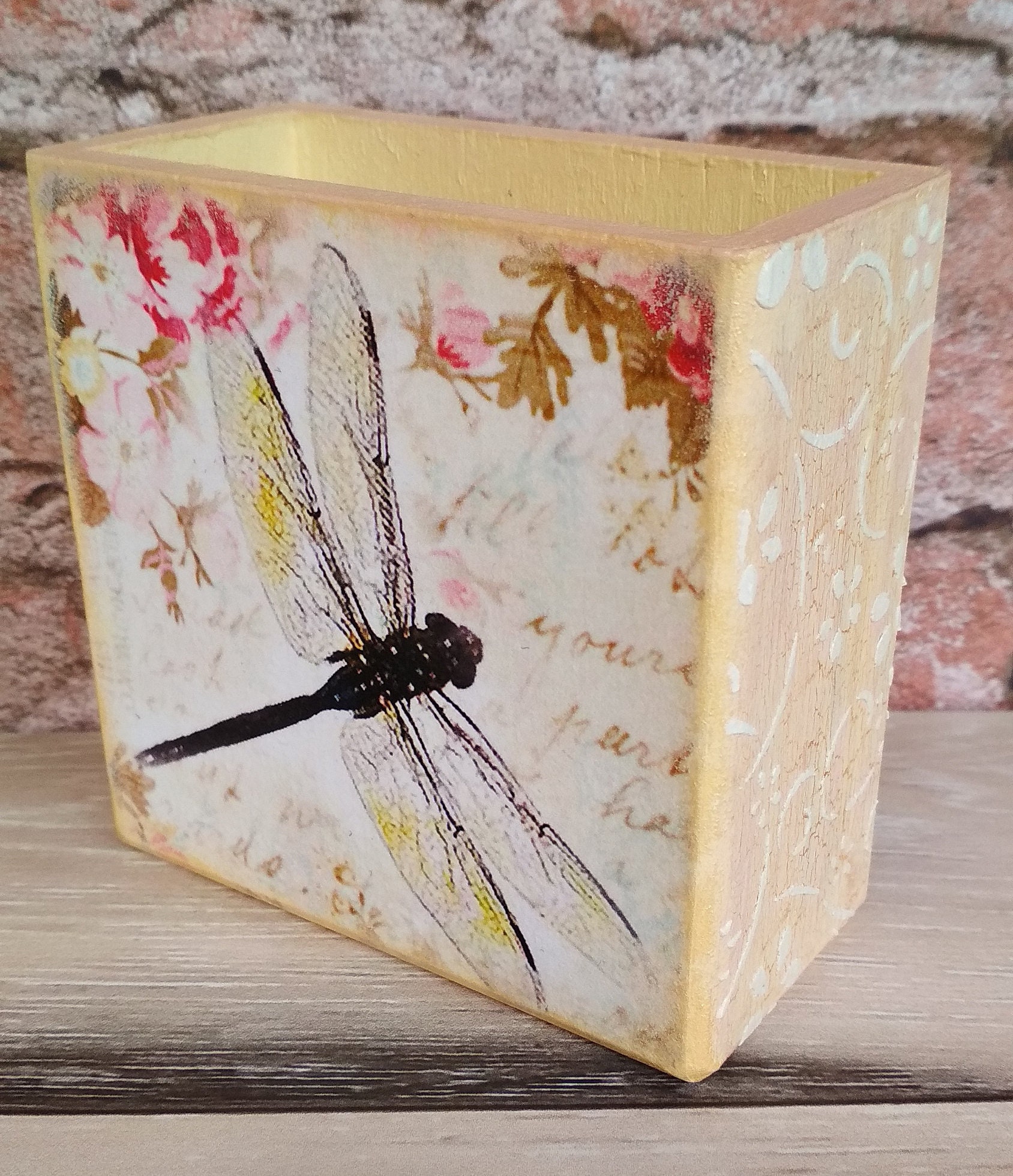 Dragonfly Pencils Box Handmade Decoupage - Etsy