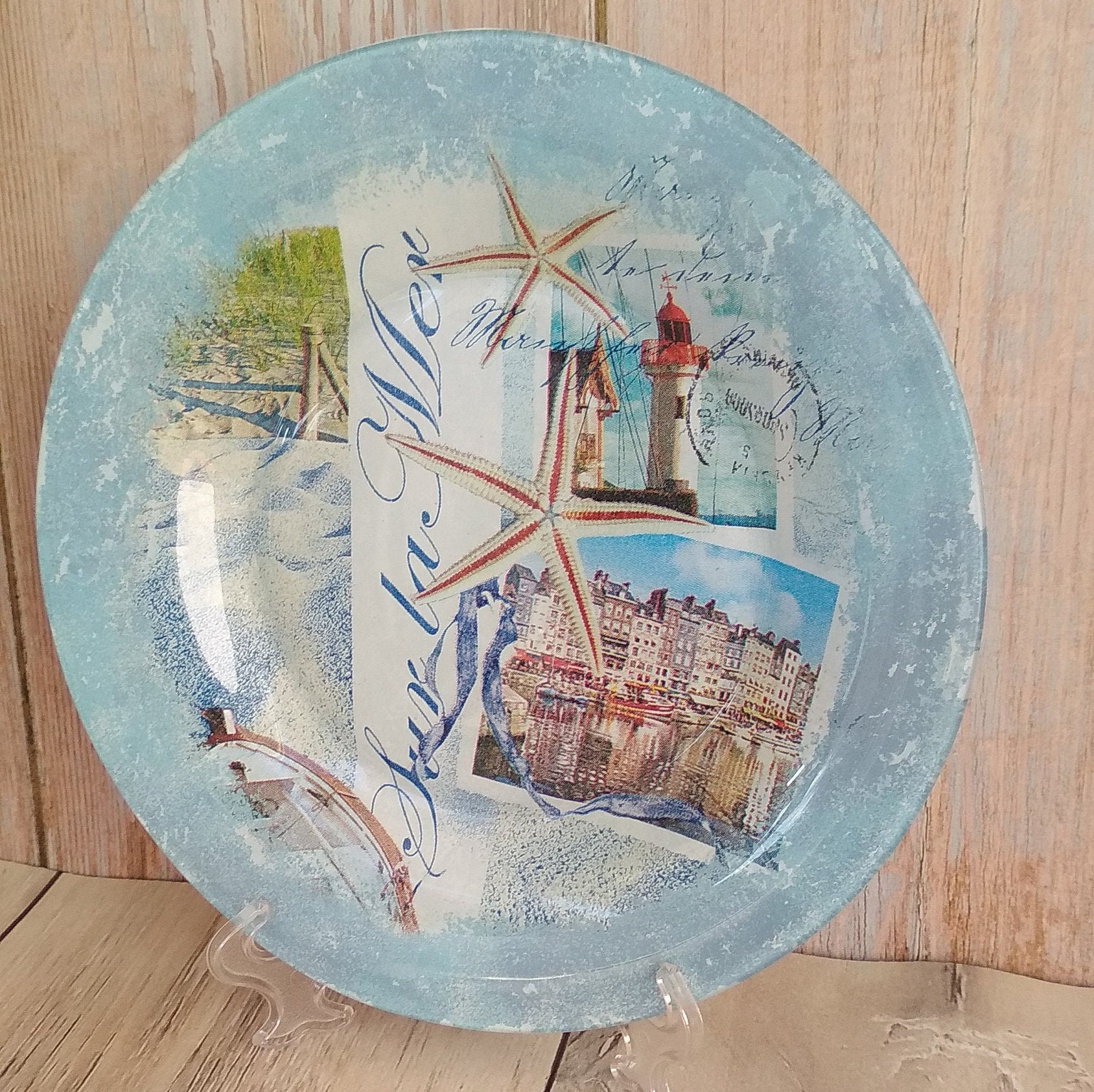 Decoupage Sea Glass Plate - Etsy