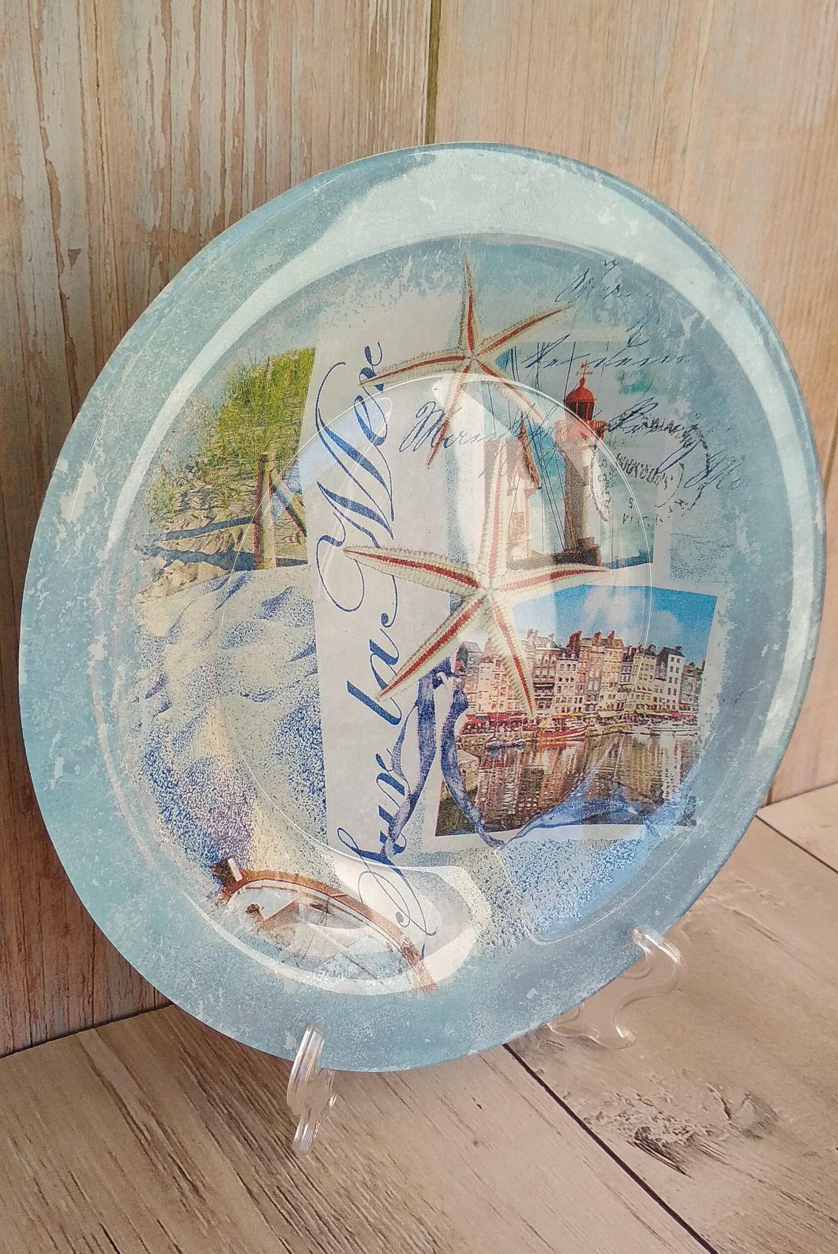 Decoupage Sea Glass Plate - Etsy