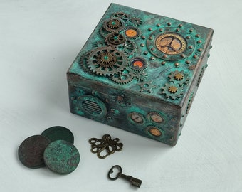 Steampunk Box Wooden Vintage Style Steampunk Bird Jewelry Storage ...