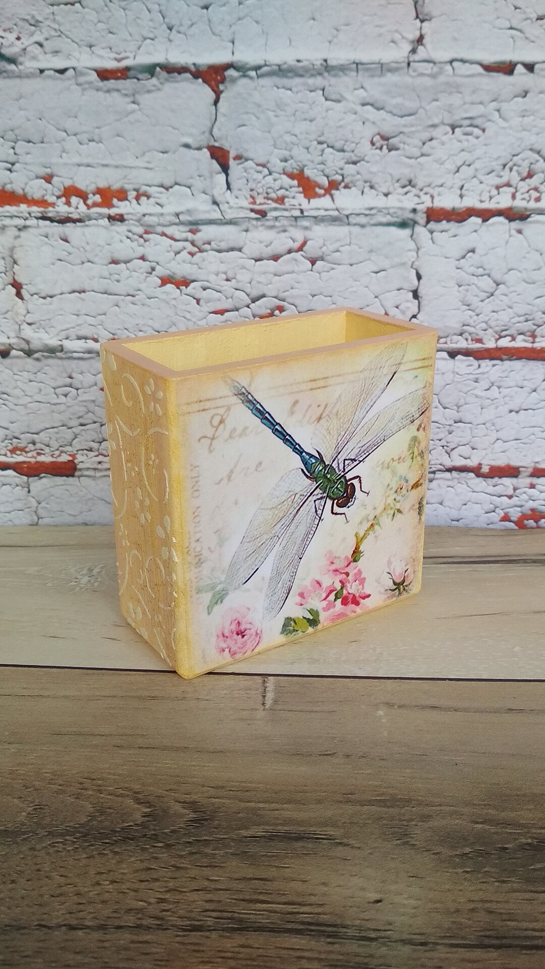 Dragonfly Pencils Box Handmade Decoupage - Etsy