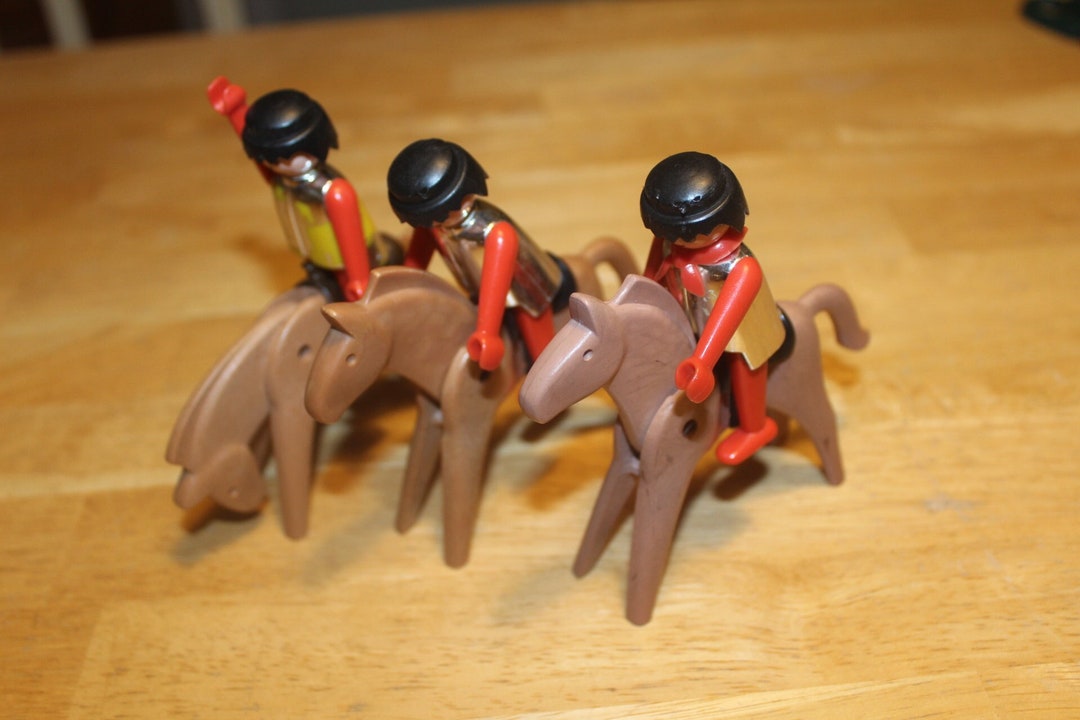 Playmobil® Gebora 3 Knights With Horses and Saddles Old Figures From ...