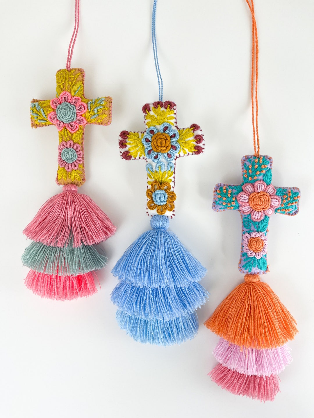 Gifts for Communion, Confirmation, Wedding, Cross Pendant, Pompom ...