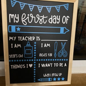 First Day of School Chalkboard, Back to School Reusable Chalkboard ...