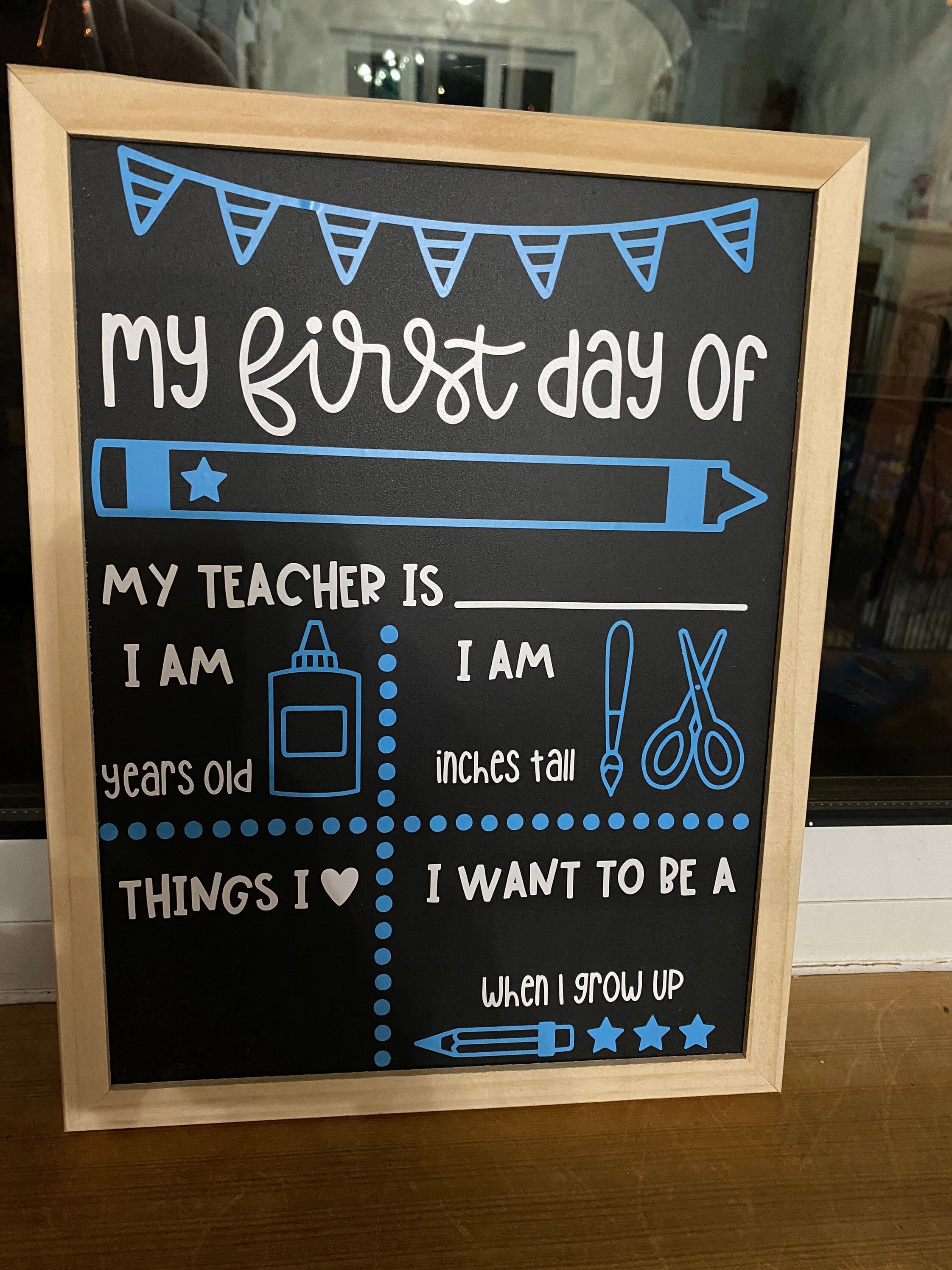 First Day of School Chalkboard, Back to School Reusable Chalkboard ...