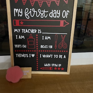 First Day of School Chalkboard, Back to School Reusable Chalkboard ...