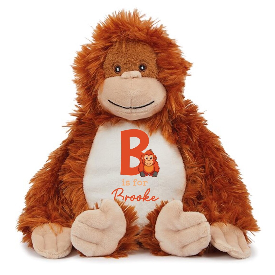 Personalised A-Z Orangutan Initial Plushie | Name Monkey Toy Cute ...