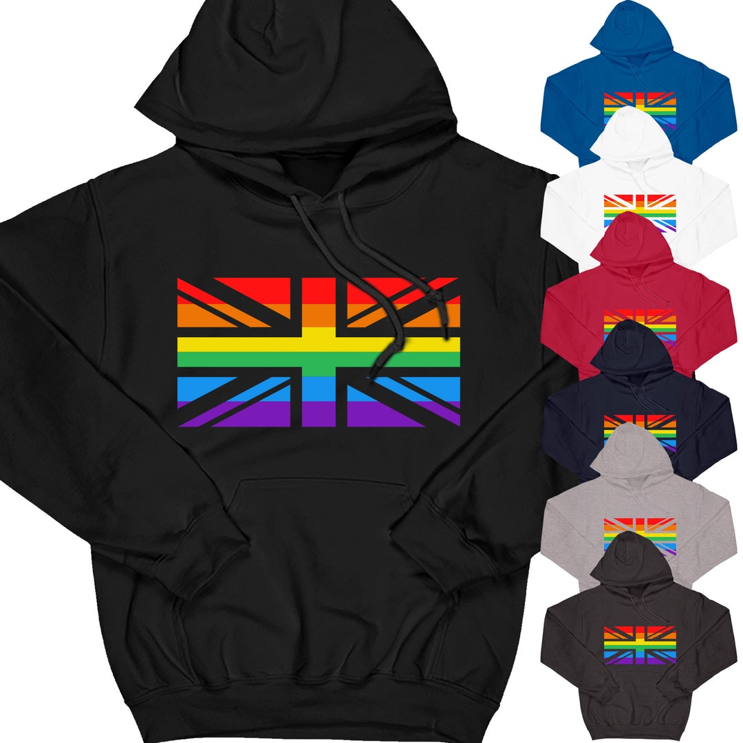Pride UK Flag Hoodie LGBTQ Gay Lesbian Trans Bisexual Asexual Nonbinary ...