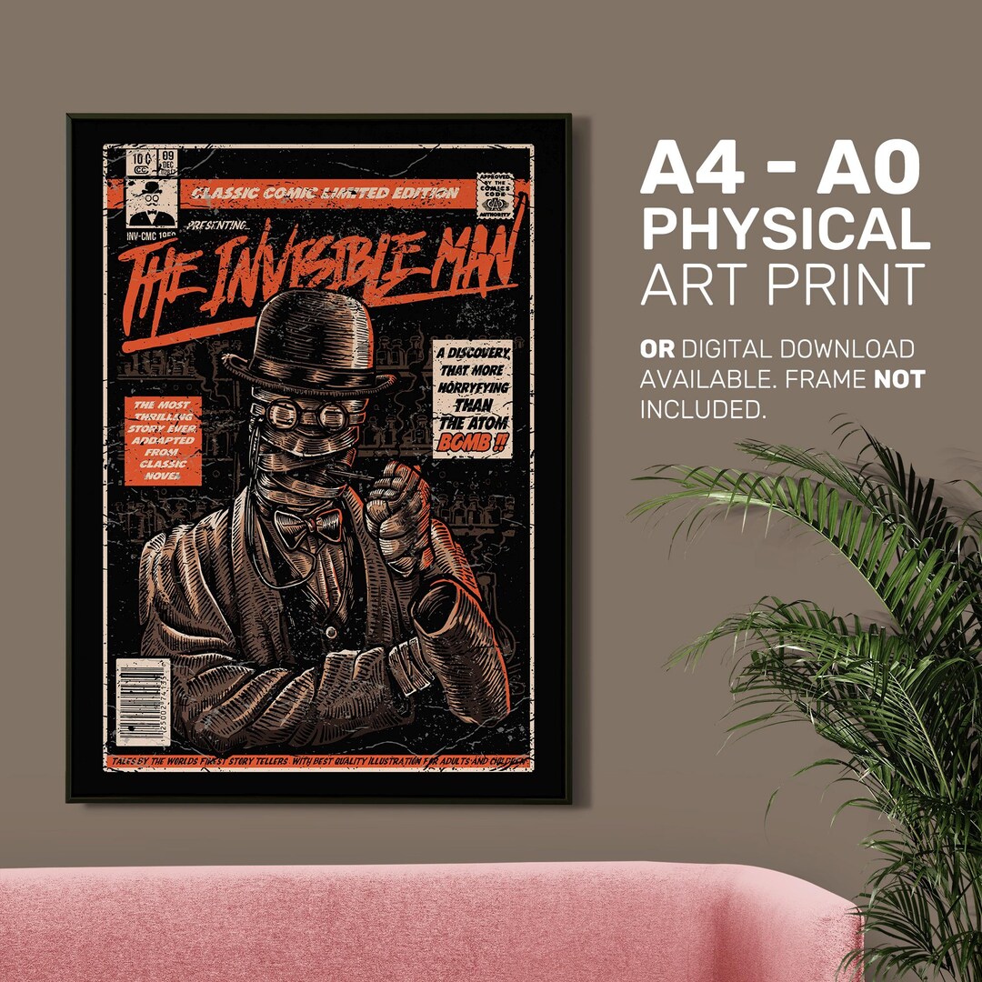 Invisible Man Comic A4 A0 Poster Wall Art Home Decor Retro Pop Culture ...