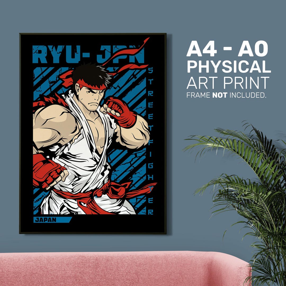 Ryu Fighter A4 A0 Poster Wall Art Home Decor Gaming Retro Arcade Video ...
