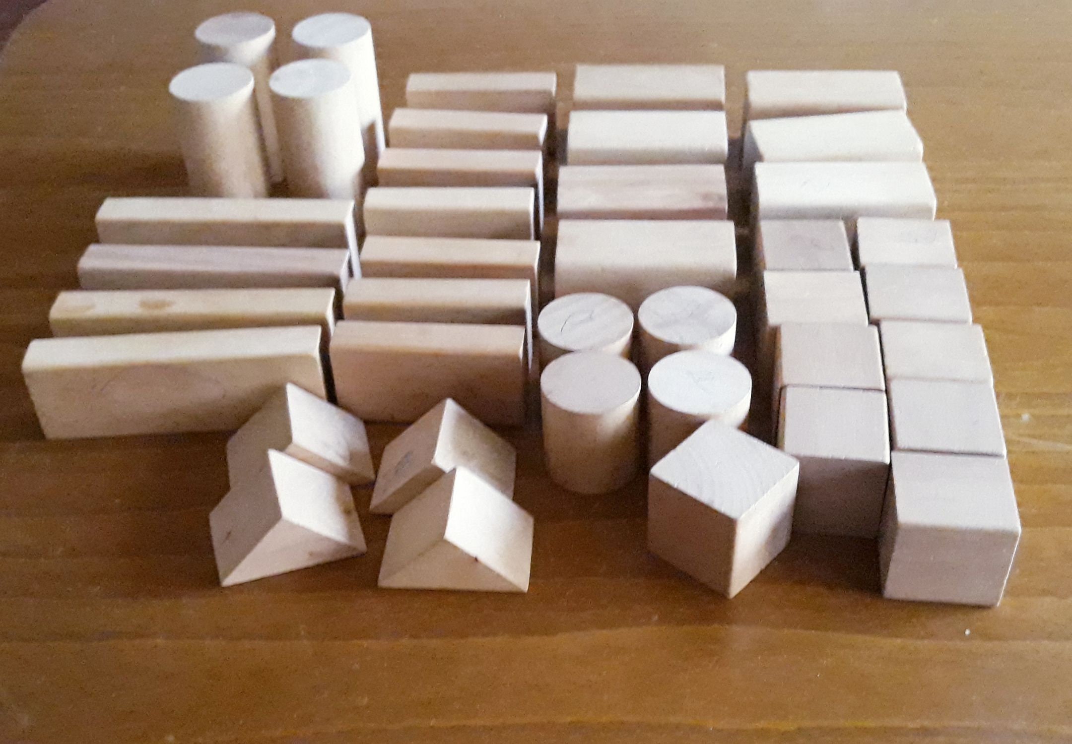 Vintage 90s Set of 40 Wooden Beige Blocks,different Shapes Blocks ...