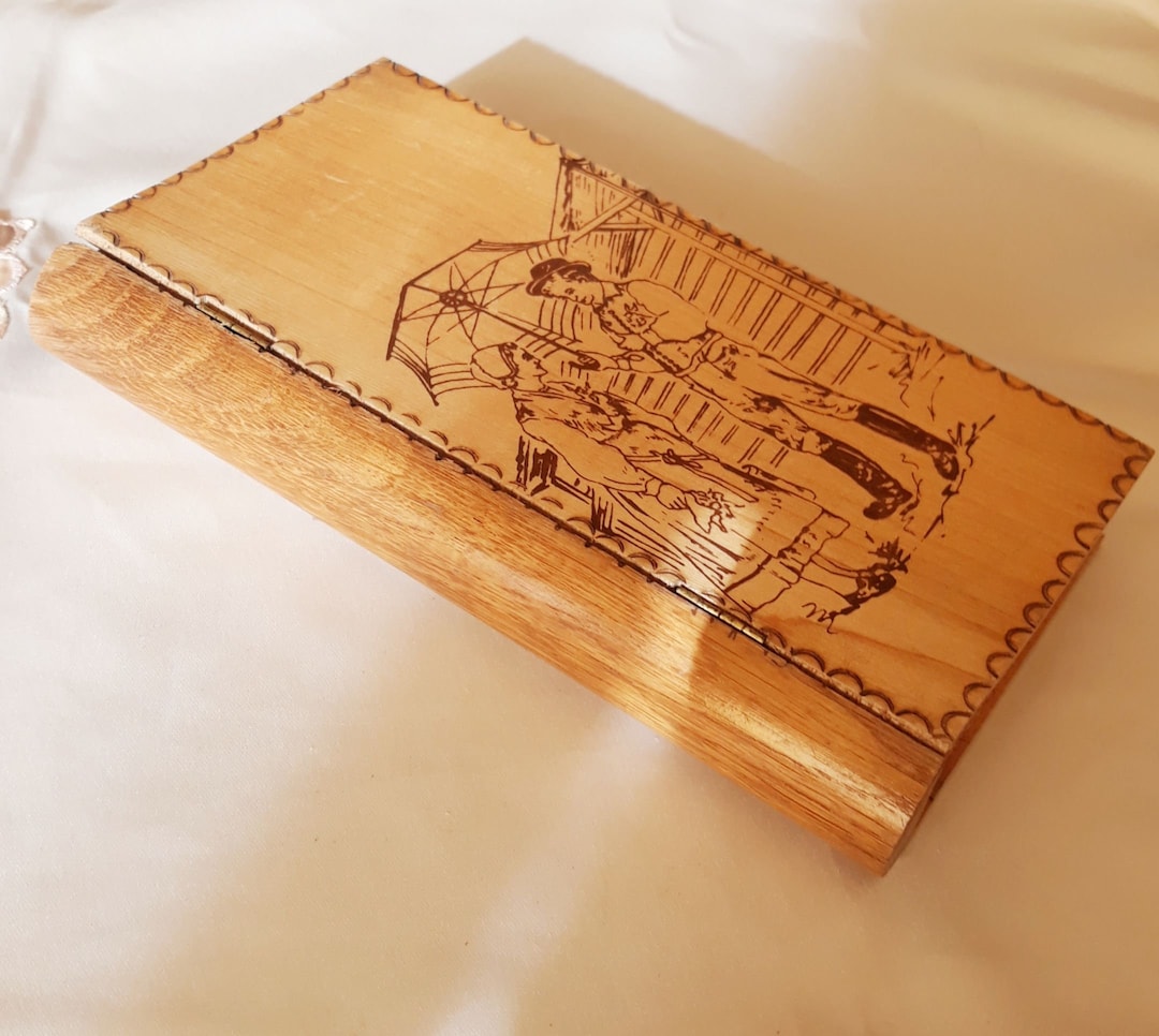 Vintage 70s Wooden Box With Lid,handmade Wooden Rectangular Box Like ...