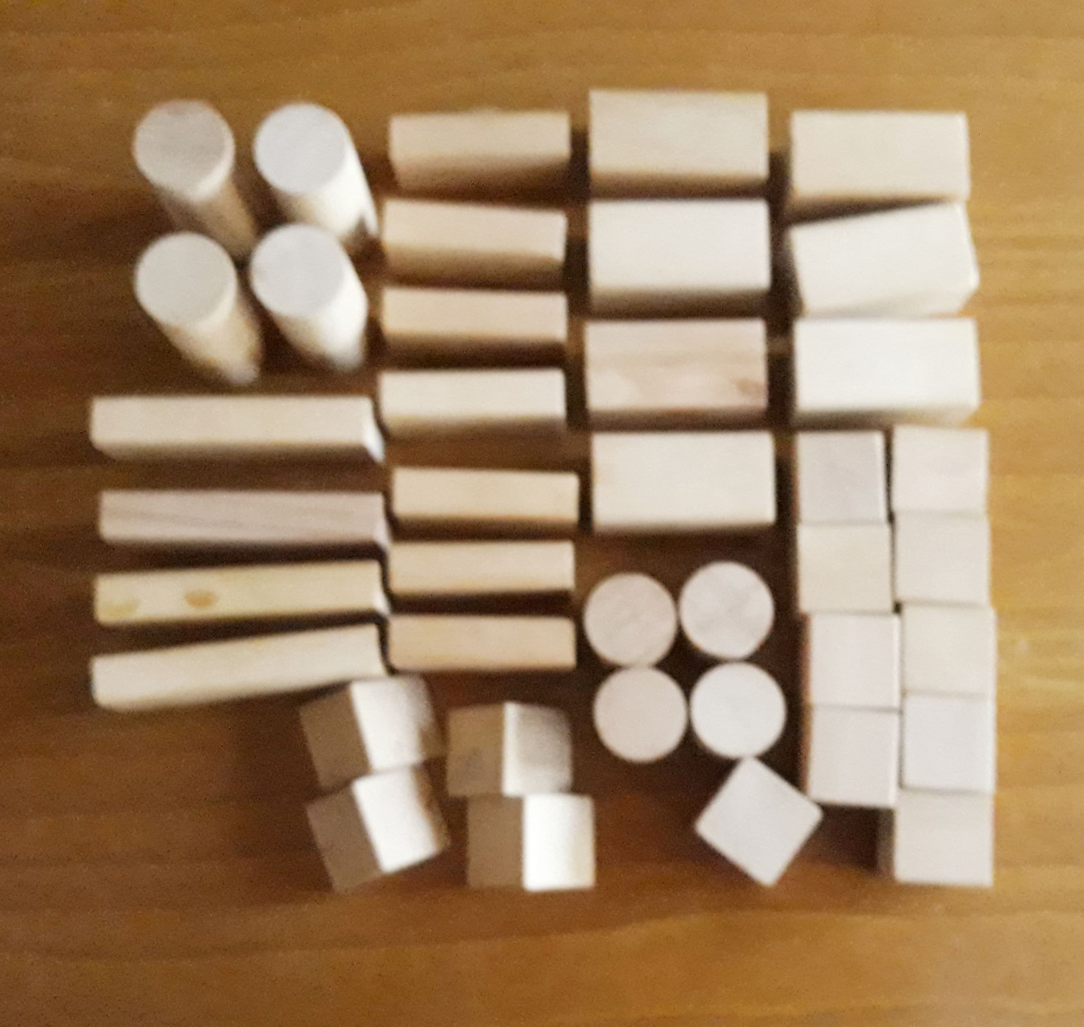 Vintage 90s Set of 40 Wooden Beige Blocks,different Shapes Blocks ...