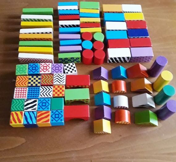 Vintage 90s Set of 83 Wooden Colorful Blocks different Shapes Blocks wooden Building Blocks Children s Toy Etsy Ireland
