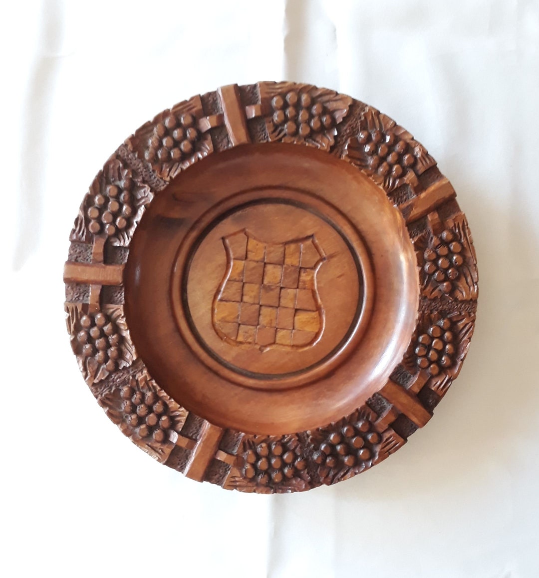 Vintage 90s Large Croatian Wooden Plate,hand Carved Grapevine and ...