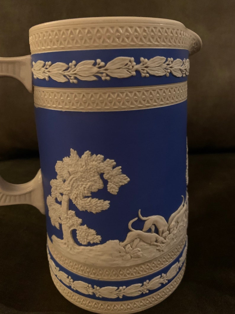 Copeland Spode Blue Jasperware Tall Pitcher of a Hunting Scene - Etsy UK
