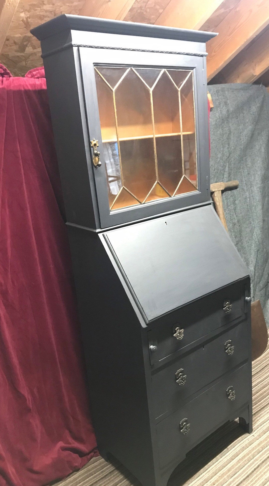 Vintage Bookcase Bureau Writing Desk Bureau - Etsy UK