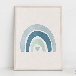 Boho Rainbow Nursery Poster, Bohemian Kids Room Decoration, Minimal ...