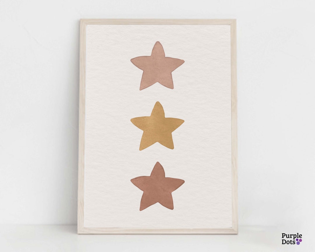 Boho Stars Art Print, Mid Century Modern Kids Printable Wall Art ...