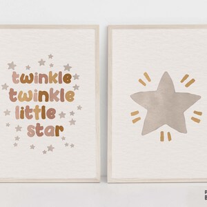 Boho Nursery Print Set of 2, Shining Star Printable Wall Art, Twinkle ...