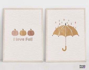 Boho Fall Nursery Print Acorns Printable Wall Art Autumn - Etsy