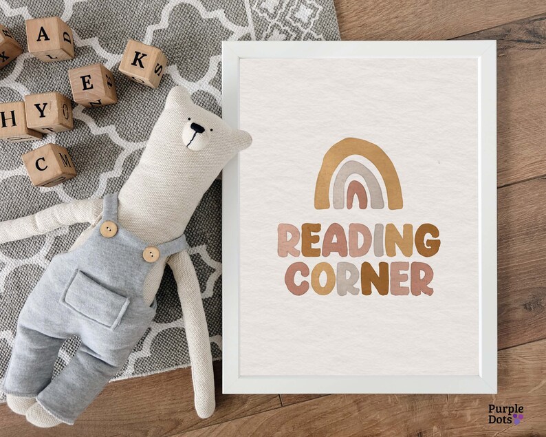 Boho Rainbow Nursery Art Print Reading Corner Boho Nursery - Etsy