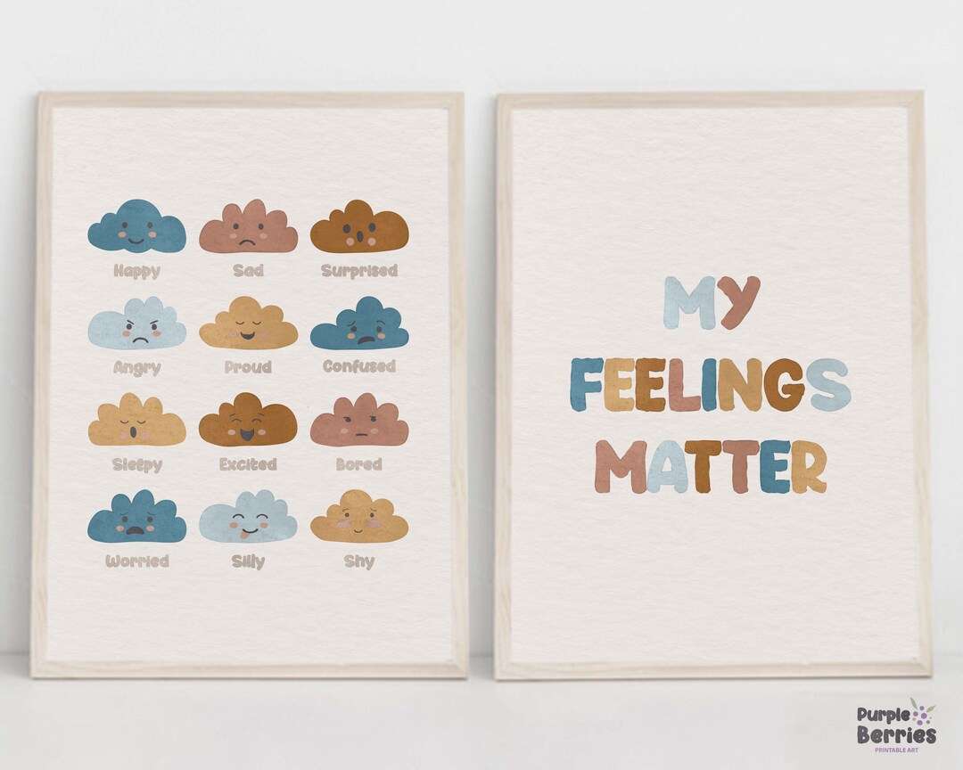 Nursery Print Set of 2, My Feelings Matter Print, Feelings and Emotions ...