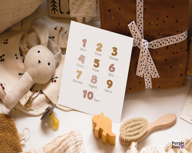 Nursery Numbers Poster Boho Kids Playroom Educational Poster - Etsy