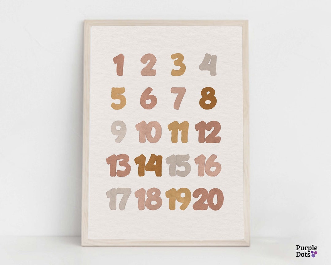 Boho Numbers Poster, Gender Neutral Nursery Decoration, Kids Playroom ...
