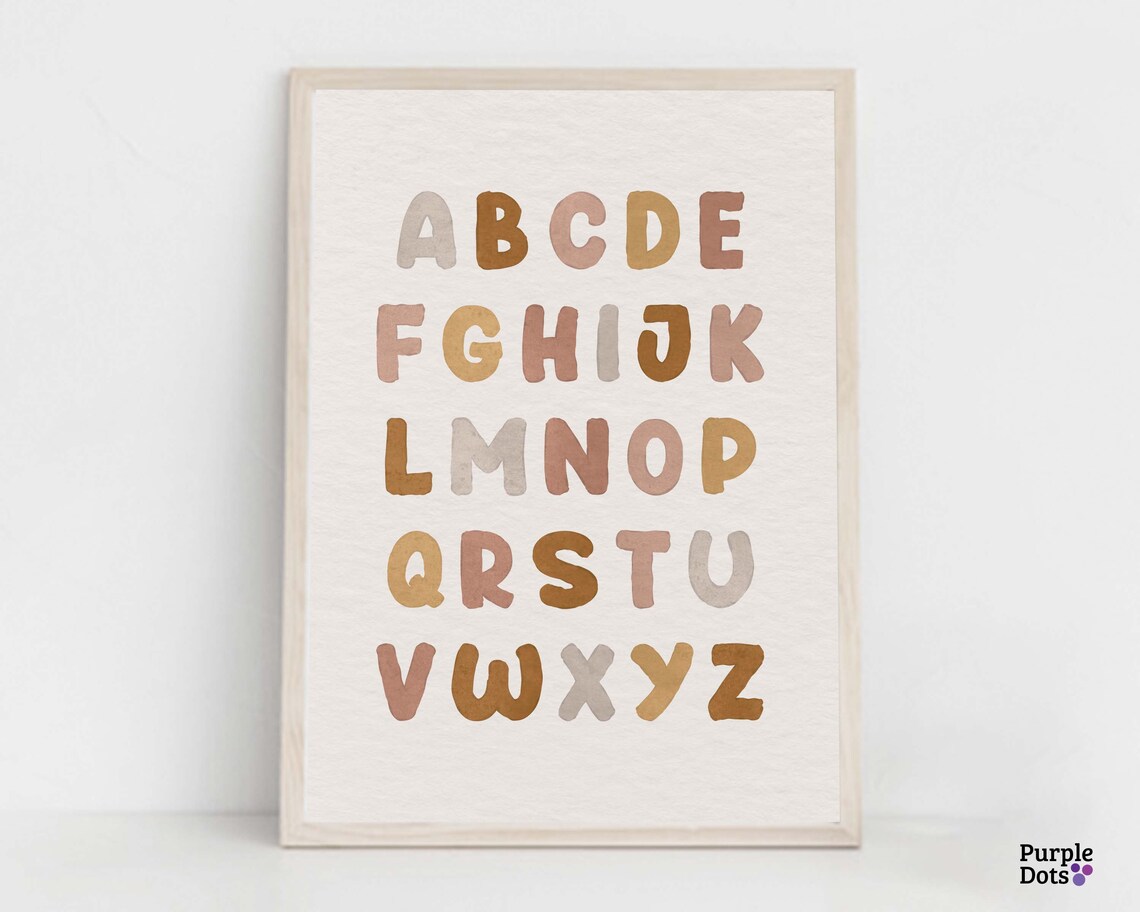 Boho Alphabet Poster Kids Playroom Educational Poster - Etsy