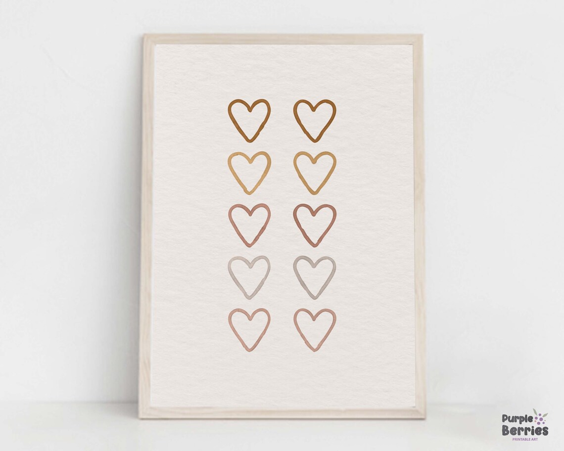 Boho Hearts Nursery Print, Gender Neutral Nursery Decor, Toddler ...
