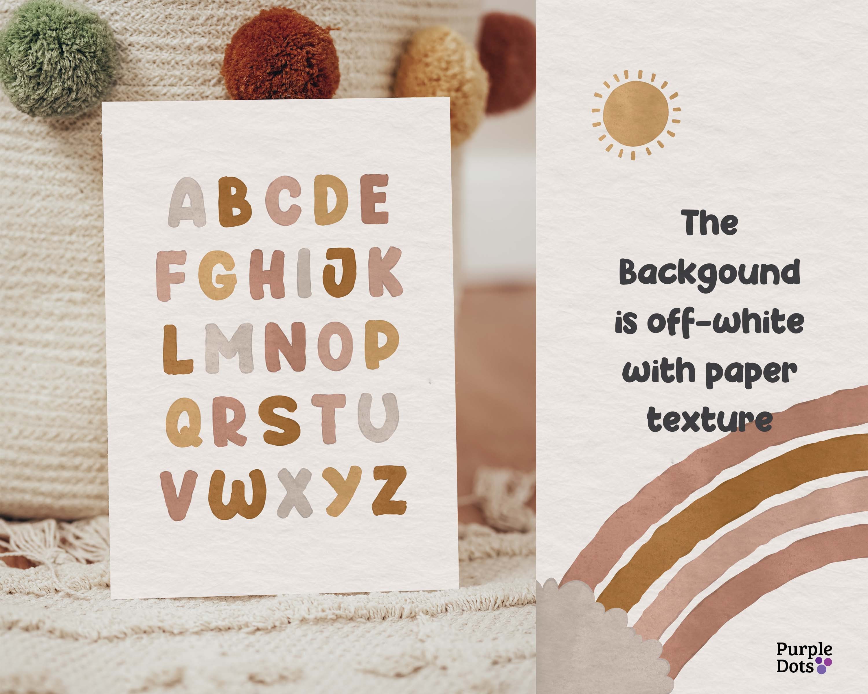 Boho Alphabet Poster Kids Playroom Educational Poster - Etsy
