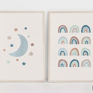 Nursery Print Set of 2 Boho Rainbows Printable Wall Art - Etsy